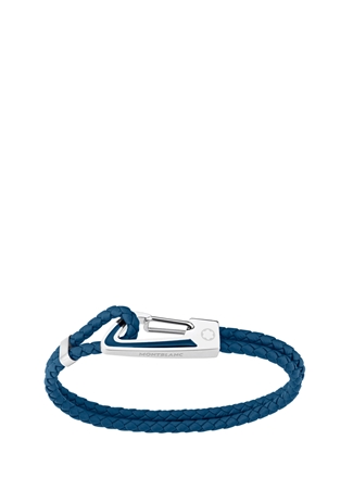 Montblanc Erkek Mavi Örgü Dokulu Deri Bileklik Lacivert EU Montblanc Erkek Mavi Örgü Dokulu Deri Bileklik Lacivert EU