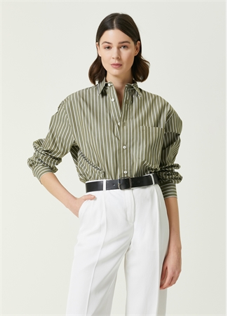 Matteau Swim Kadın Yeşil Çizgi Desenli Organik Pamuk Gömlek US Matteau Swim Kadın Yeşil Çizgi Desenli Organik Pamuk Gömlek US