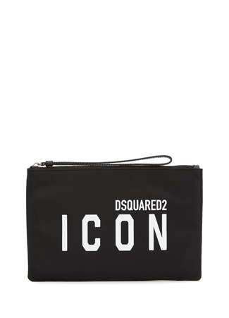 Dsquared2 Kadın Icon Siyah Logo Baskılı El Portföyü EU Dsquared2 Kadın Icon Siyah Logo Baskılı El Portföyü EU
