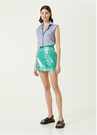 Etro Kadın Yeşil Etnik Desenli Mini Etek 42 IT Etro Kadın Yeşil Etnik Desenli Mini Etek 42 IT