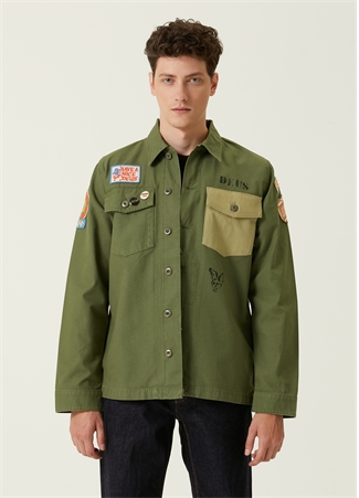 Deus Ex Machina Erkek Haki Polo Yaka Patch Detaylı Dış Gömlek L EU