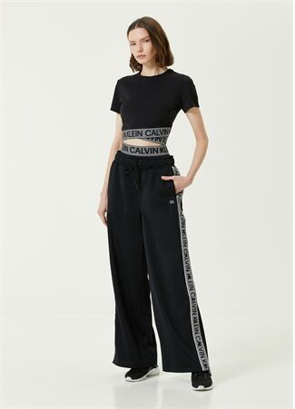 Ck Performance Kadın Siyah Logo Şeritli Çıtçıtlı Pantolon L EU