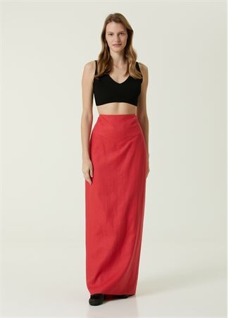 Faraway Kadın Pearl Kırmızı Korsaj Detaylı Maxi Keten Etek 40 EU Faraway Kadın Pearl Kırmızı Korsaj Detaylı Maxi Keten Etek 40 EU