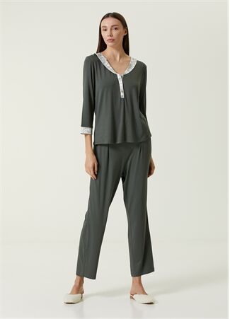 House of Silk Kadın Sophia Yeşil Yumuşak Pijama Takımı 36 EU