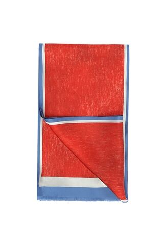 Pal Zileri Erkek Kırmızı Mavi İpek Atkı Bordo EU