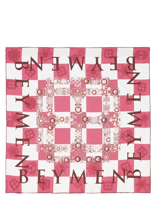 Beymen Kadın Pembe Logo Desenli Twill İpek 90x90 cm Eşarp EU