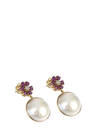 Nilgün Ata Kadın İncili Altın Rengi Küpe EU