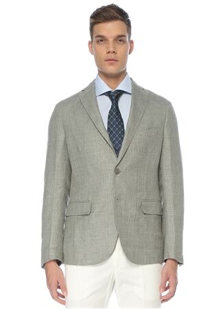 Pal Zileri Erkek Yeşil Çizgili Keten Ceket 50 IT