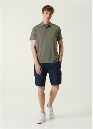 Beymen Collection Erkek Lacivert Normal Bel Keten Kargo Bermuda 46 IT Beymen Collection Erkek Lacivert Normal Bel Keten Kargo Bermuda 46 IT