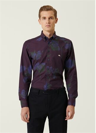 Etro Erkek Mor Çiçek Desenli Gömlek 42 IT
