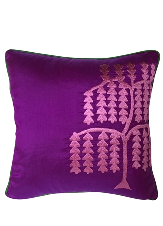 Atölye11 Hayat Ağacı Motifli İpek Dekoratif Yastık Çok Renkli