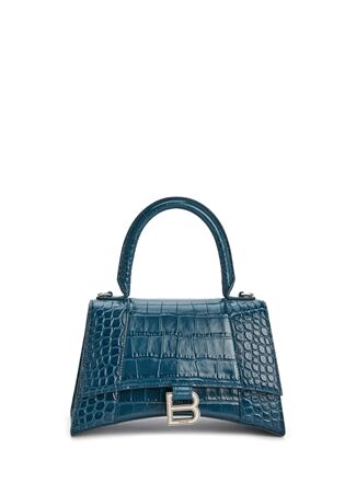 Balenciaga Kadın Hourglass Mavi Deri Çanta EU Balenciaga Kadın Hourglass Mavi Deri Çanta EU