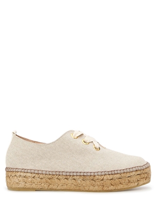 Beymen Club Kadın Bej Bağcıklı Kalın Tabanlı Espadril Altın Rengi 36