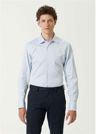 Zegna Erkek Mavi Fransız Yaka Gömlek 42 IT