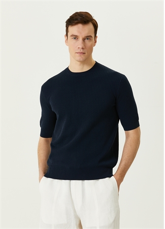 Emporio Armani Erkek Lacivert Zikzak Desenli Kısa Kollu Triko S EU Emporio Armani Erkek Lacivert Zikzak Desenli Kısa Kollu Triko S EU