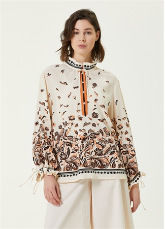 La Doublej Kadın Shirt And Sassy Dik Yaka Desenli İpek Bluz S EU La Doublej Kadın Shirt And Sassy Dik Yaka Desenli İpek Bluz S EU