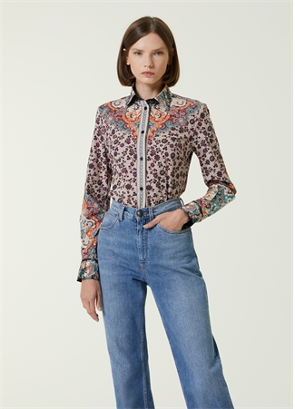 Etro Kadın Colorblocked Çiçek Desenli Gömlek 38 IT Etro Kadın Colorblocked Çiçek Desenli Gömlek 38 IT