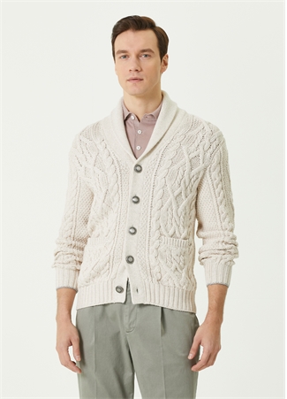 Brunello Cucinelli Erkek Beyaz Örgü Dokulu Triko Hırka 50 IT Brunello Cucinelli Erkek Beyaz Örgü Dokulu Triko Hırka 50 IT