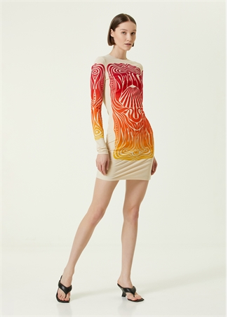 Stella McCartney Kadın Colorblocked Desenli Mini Elbise 42 IT Stella McCartney Kadın Colorblocked Desenli Mini Elbise 42 IT
