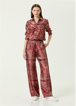 Golden Goose Kadın Kırmızı Şal Desenli Bol Pantolon 38 IT Golden Goose Kadın Kırmızı Şal Desenli Bol Pantolon 38 IT