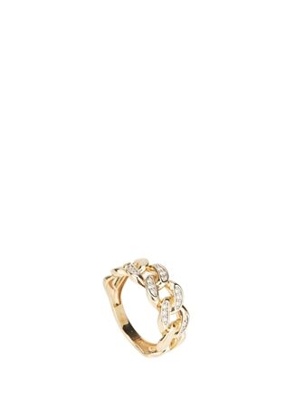 Collection-Divdiamond Kadın Pırlanta Detaylı Altın Rengi Yüzük EU