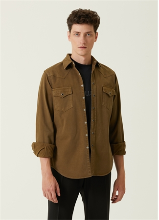 Erkek Haki Polo Yaka Gömlek L EU