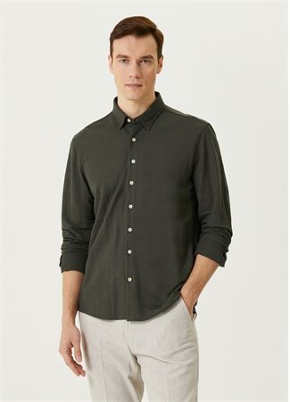 Network Erkek Comfort Fit Haki Gömlek S EU