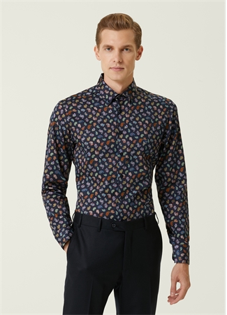 Etro Erkek Lacivert Şal Desenli Gömlek 39 IT Etro Erkek Lacivert Şal Desenli Gömlek 39 IT
