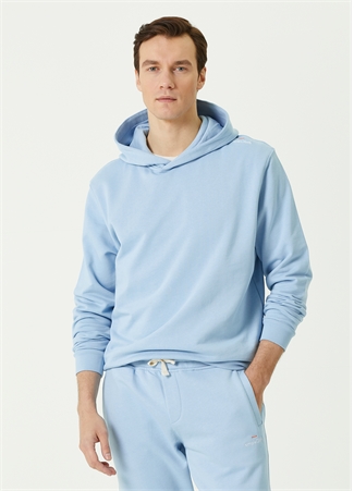 SimpleQloth Mavi Kapüşonlu Oversize Organik Pamuk Sweatshirt S EU SimpleQloth Mavi Kapüşonlu Oversize Organik Pamuk Sweatshirt S EU