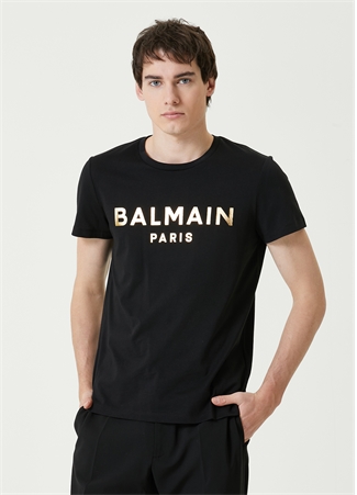Balmain Erkek Siyah Metalik Logo Detaylı T-shirt S EU Balmain Erkek Siyah Metalik Logo Detaylı T-shirt S EU