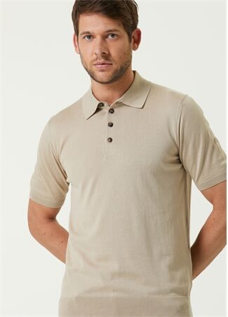 Pal Zileri Erkek Bej Polo Yaka Kısa Kollu Triko 48 IT