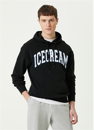 Icecream Erkek Siyah Kapüşonlu Logolu Sweatshirt S EU Icecream Erkek Siyah Kapüşonlu Logolu Sweatshirt S EU