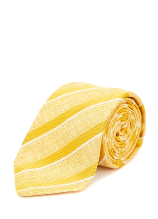 Pal Zileri Erkek Sarı Verev Çizgili İpek Kravat EU Pal Zileri Erkek Sarı Verev Çizgili İpek Kravat EU
