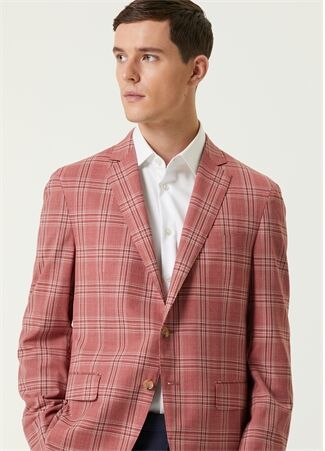 Pal Zileri Erkek Bordo Kareli Yün Ceket 52 IT