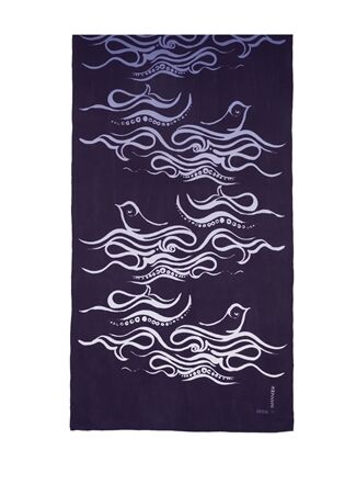 Imannoor Kadın Birds Of Sea Lacivert Desenli İpek Şal EU Imannoor Kadın Birds Of Sea Lacivert Desenli İpek Şal EU