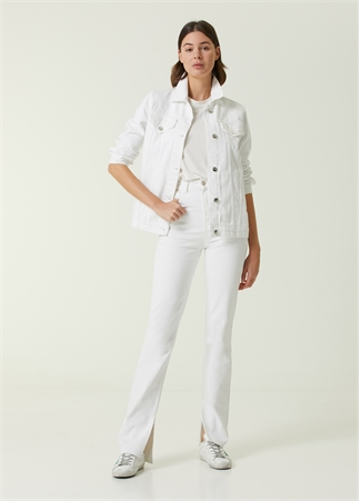 Muse For All Kadın Jess Beyaz Yırtmaçlı Jean Pantolon 36 EU