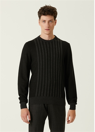 Canali Erkek Antrasit Şerit Detaylı Yün Kazak Gri 52 IT Canali Erkek Antrasit Şerit Detaylı Yün Kazak Gri 52 IT