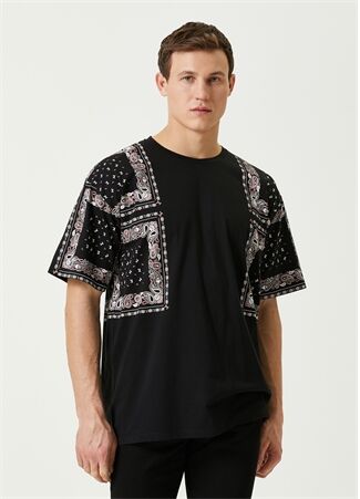 Etro Erkek Siyah Bisiklet Yaka Baskılı T-shirt S EU