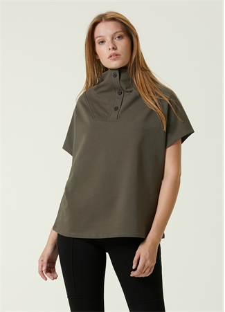 Network Kadın Basic Fit Haki Düğme Detaylı T-shirt Xs Eu Network Kadın Basic Fit Haki Düğme Detaylı T-shirt Xs Eu