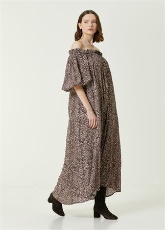 Faraway Kadın Düşük Omuzlu Leopar Desenli Maksi Elbise Bej 36 EU Faraway Kadın Düşük Omuzlu Leopar Desenli Maksi Elbise Bej 36 EU