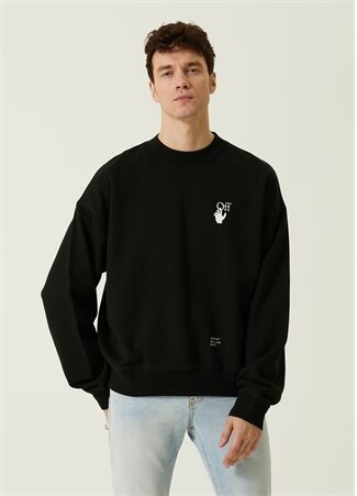 Off-White Erkek Siyah Logo Detaylı Sweatshirt L EU