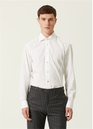 Kiton Erkek Beyaz Modern Yaka Gömlek 39 IT Kiton Erkek Beyaz Modern Yaka Gömlek 39 IT