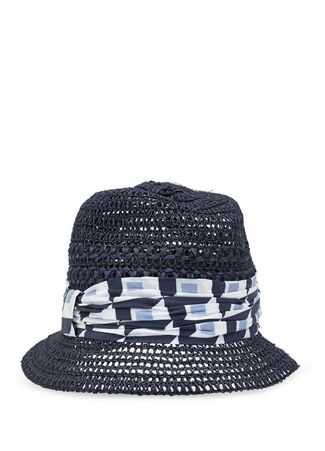 Dolce&Gabbana Erkek Lacivert Desenli Kuşak Detaylı Şapka 58 EU