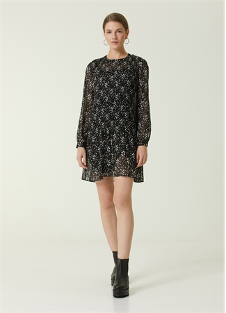 Beymen Club Kadın Siyah Çiçekli Pilili Mini Şifon Elbise 34 Beymen Club Kadın Siyah Çiçekli Pilili Mini Şifon Elbise 34