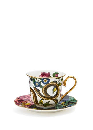 Spode Karışık Desenli Tabaklı Çay Fincanı Takımı Çok Renkli