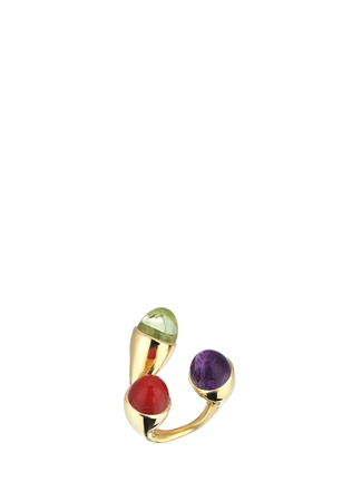 Evren Kayar Kadın Celestial Trio Taşlı Altın Rengi Kaplama Gümüş Yüzük 4 EU