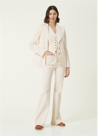 Faraway Kadın Dion Beyaz Gold Desenli Pantolon 34 Eu