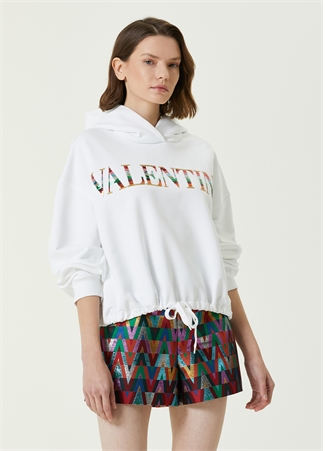 Valentino Kadın Beyaz Kapüşonlu İşlemeli Logolu Sweatshirt XS EU Valentino Kadın Beyaz Kapüşonlu İşlemeli Logolu Sweatshirt XS EU