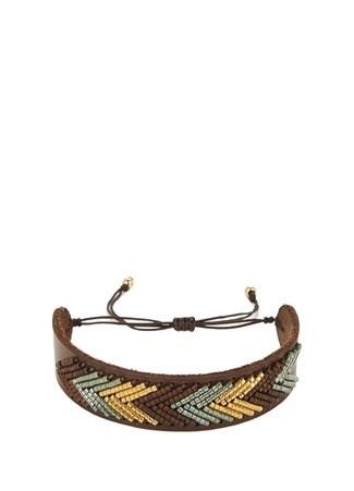 Beadberry Kadın Colorblocked Boncuklu Deri Garnili Bileklik EU