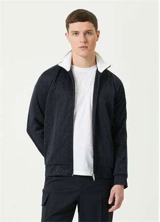 Valentino Erkek Lacivert Logo Desenli Sweatshirt S EU